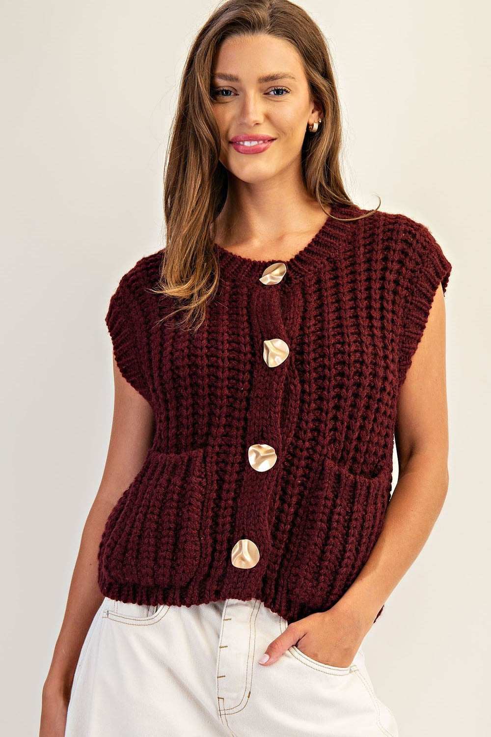 Ava Chunky Knit Vest – Ellexia